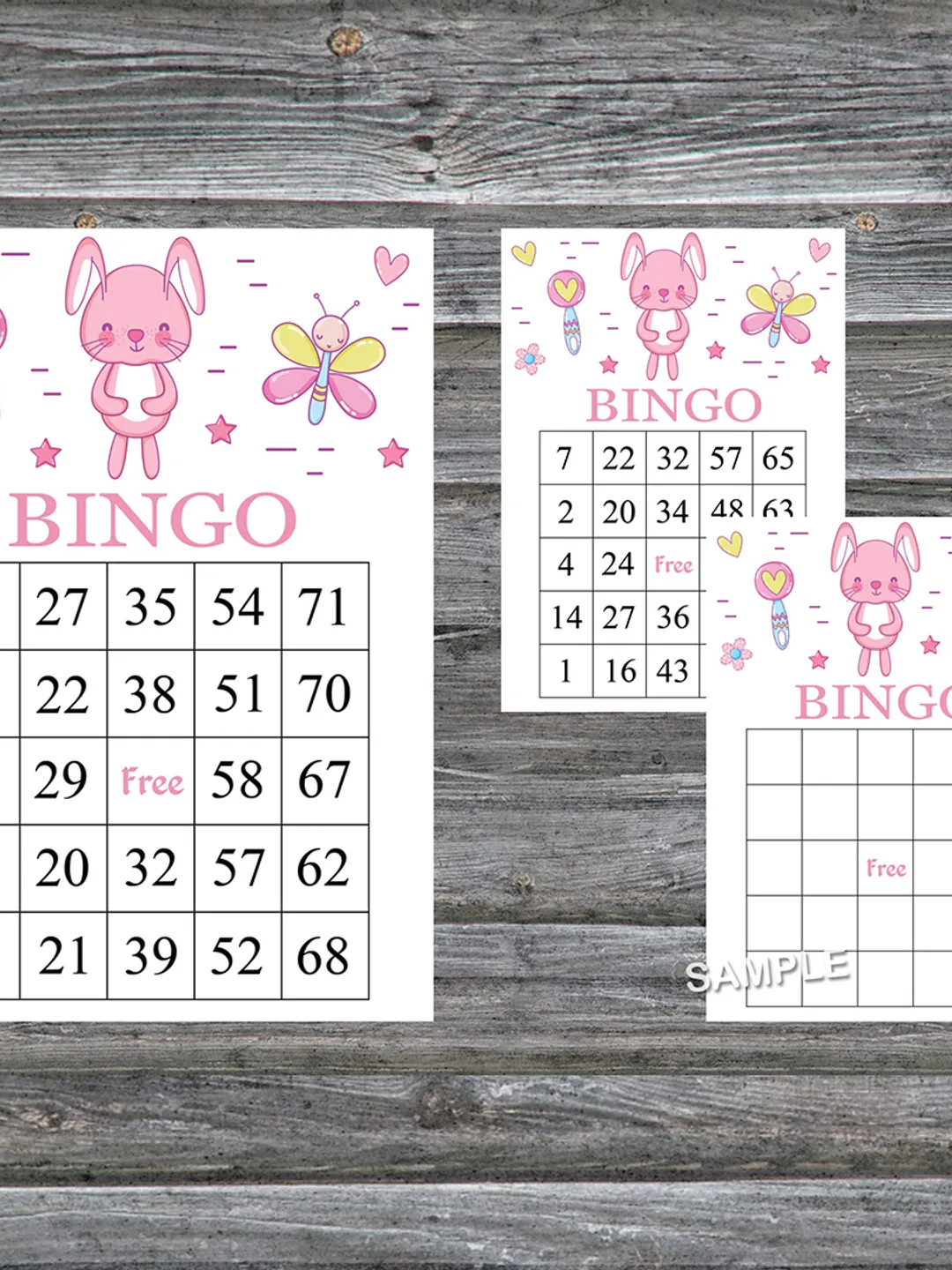 Pink rabbit bingo cards,rabbit bingo game,rabbit printable bingo cards ...