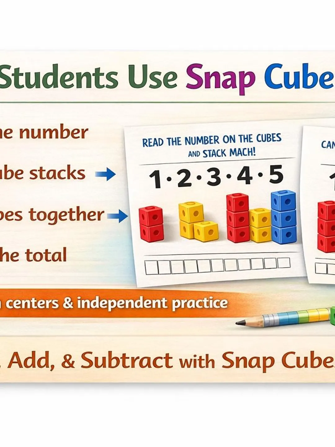 Snap Cubes Math Bundle | Counting 1-20, Addition & Subtraction ...