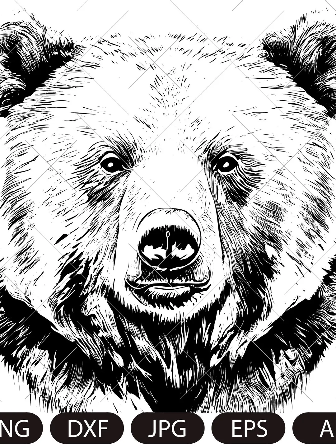 Bear Face SVG, Bear Face Cut File, Bear Face DXF, Bear Face PNG, Bear ...