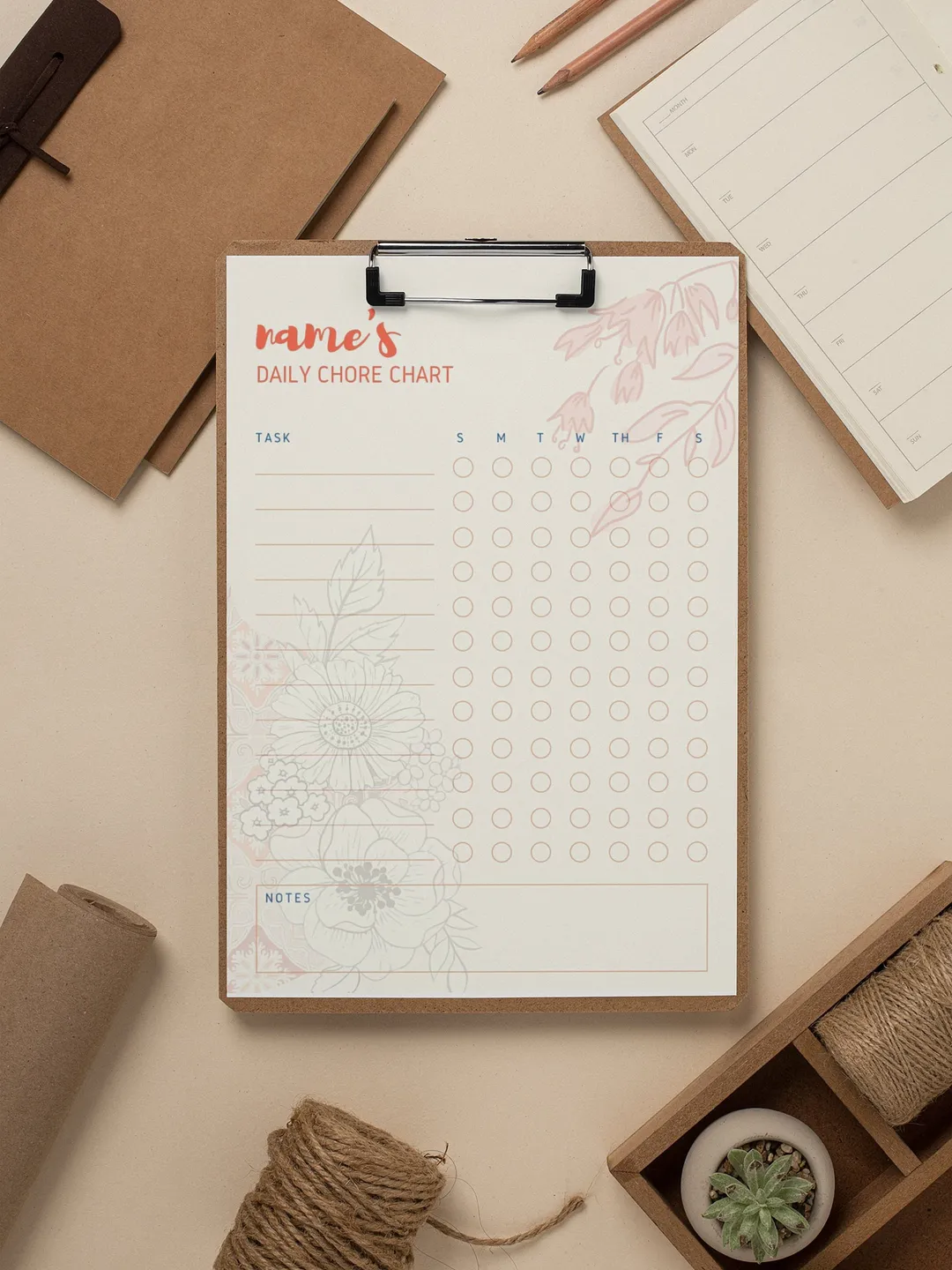 Name'd Daily Chore Chart Template Editable Printable Template, Daily ...