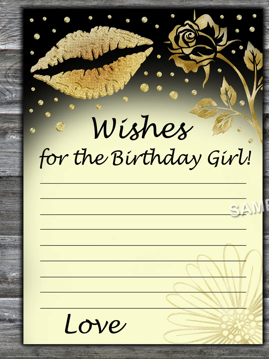 Gold Glitter Lips Wishes for the birthday girl,Adult Birthday party ...