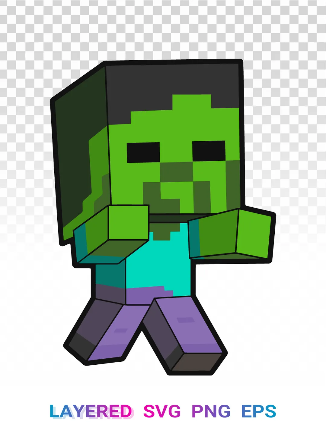 Spooky Minecraft Zombie SVG for the 'Game-Obsessed' Birthday Squad