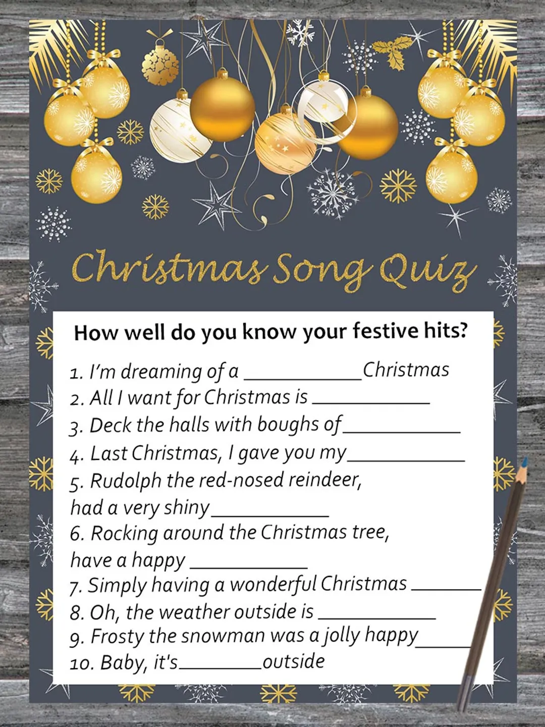 Christmas party games,Christmas Song Trivia Game Printable,Golden ...