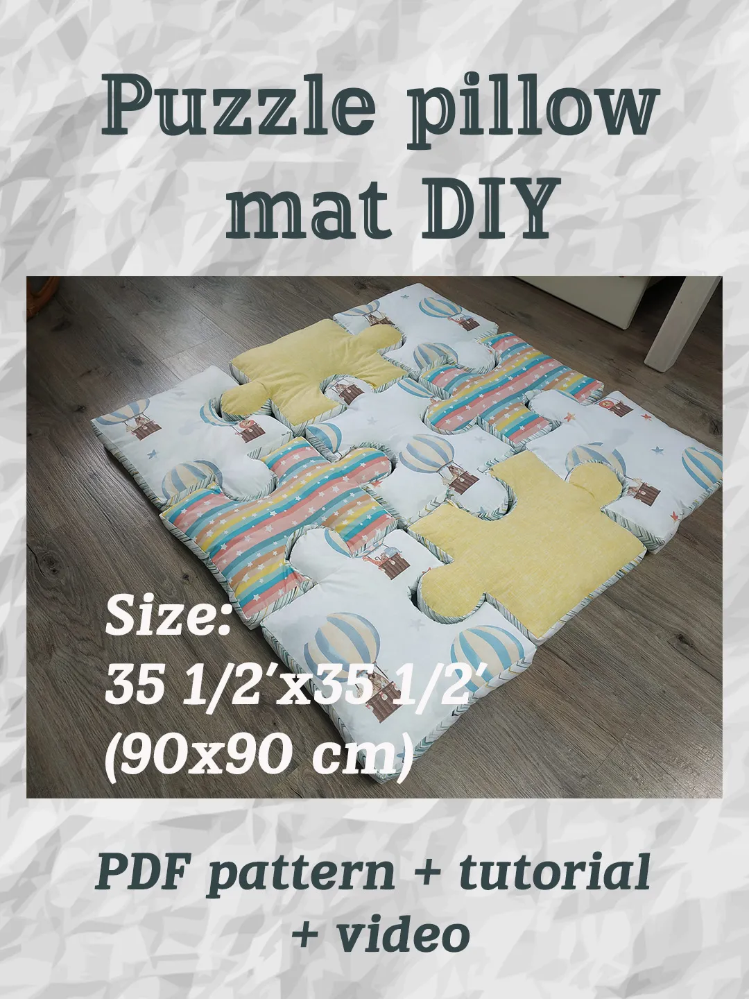 Sewing pattern small puzzle mat, PDF pattern_tutorial_VIDEO, sewing ...
