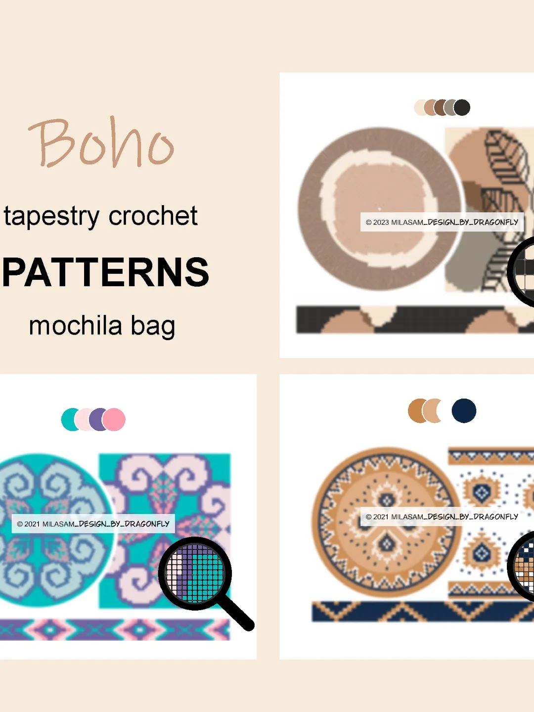 Wayuu mochila bag patterns / Set Boho