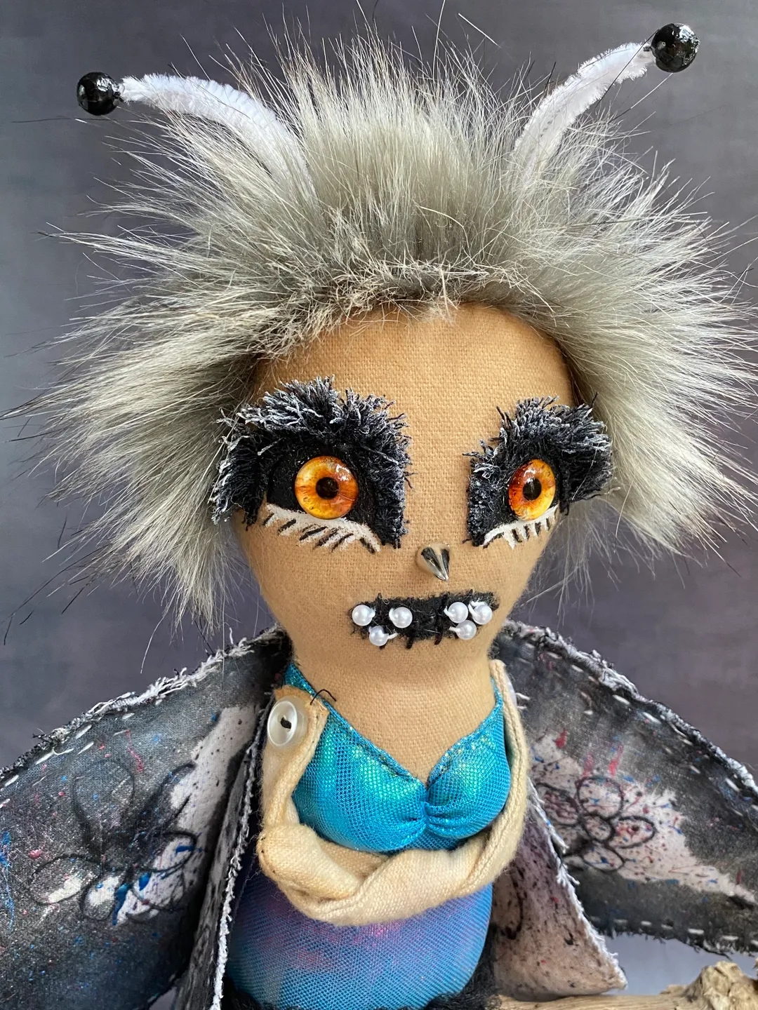 Creepy doll . Butterflay doll for Halloween decor . Insect for weird ...