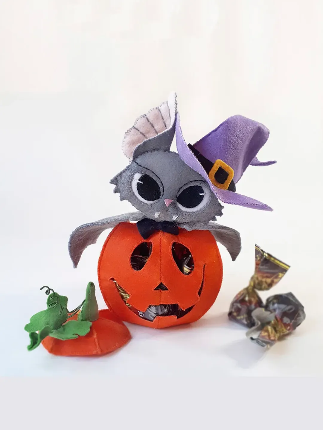 Bat and Jack o lantern Halloween decorations felt pattern , Halloween ...