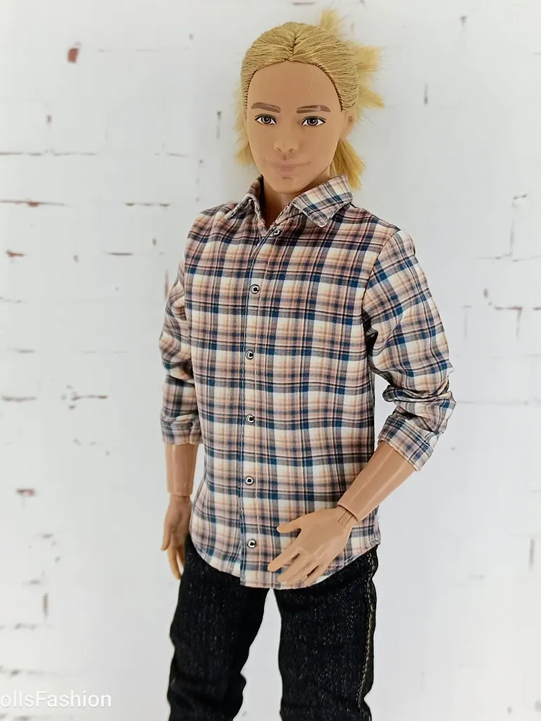 Shirt for Ken doll and other similar dolls (Yellow and blue strokes)