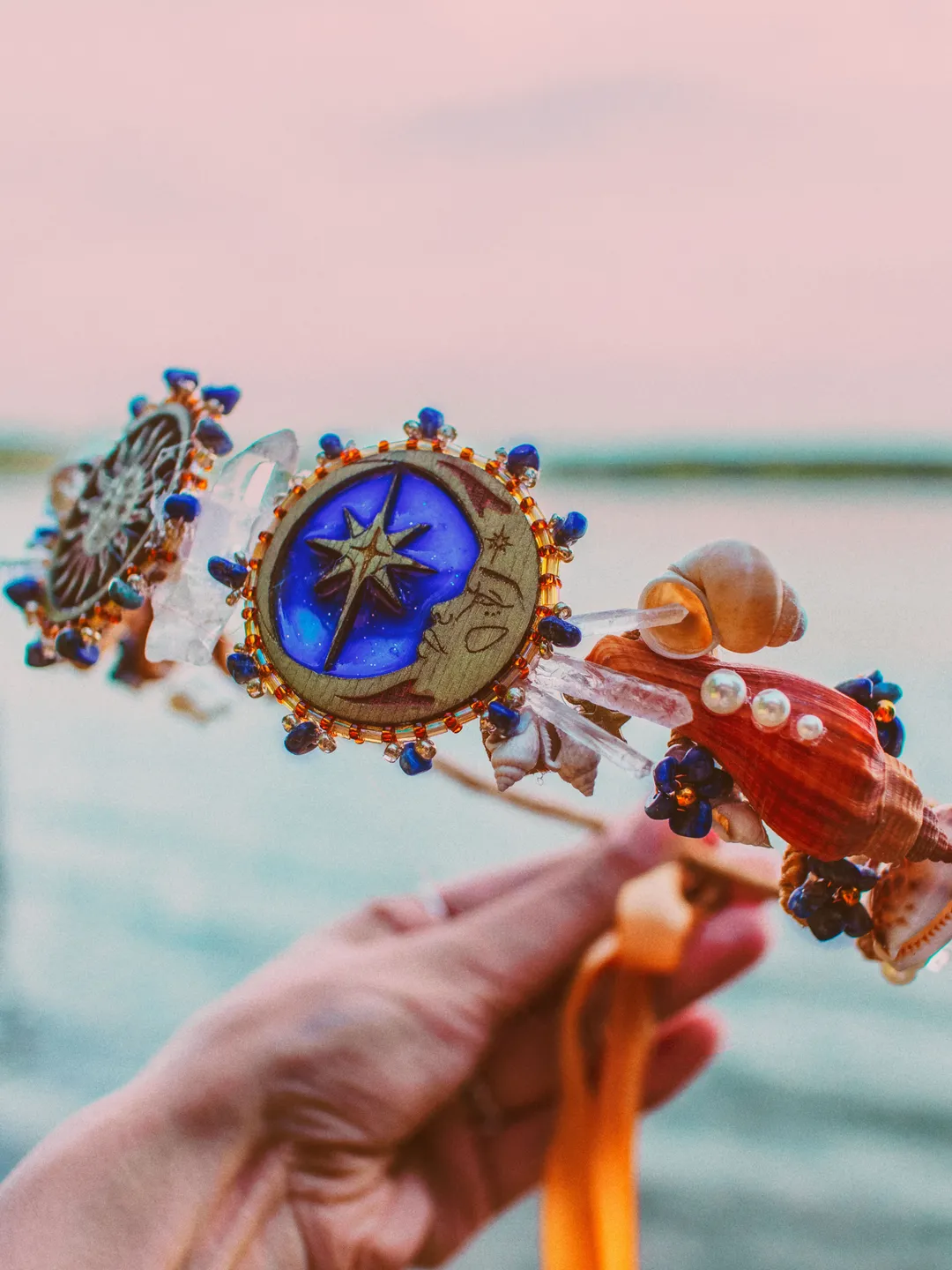 Midnight Sun Mermaid Crown - Bohemian festival tiara with shells and ...