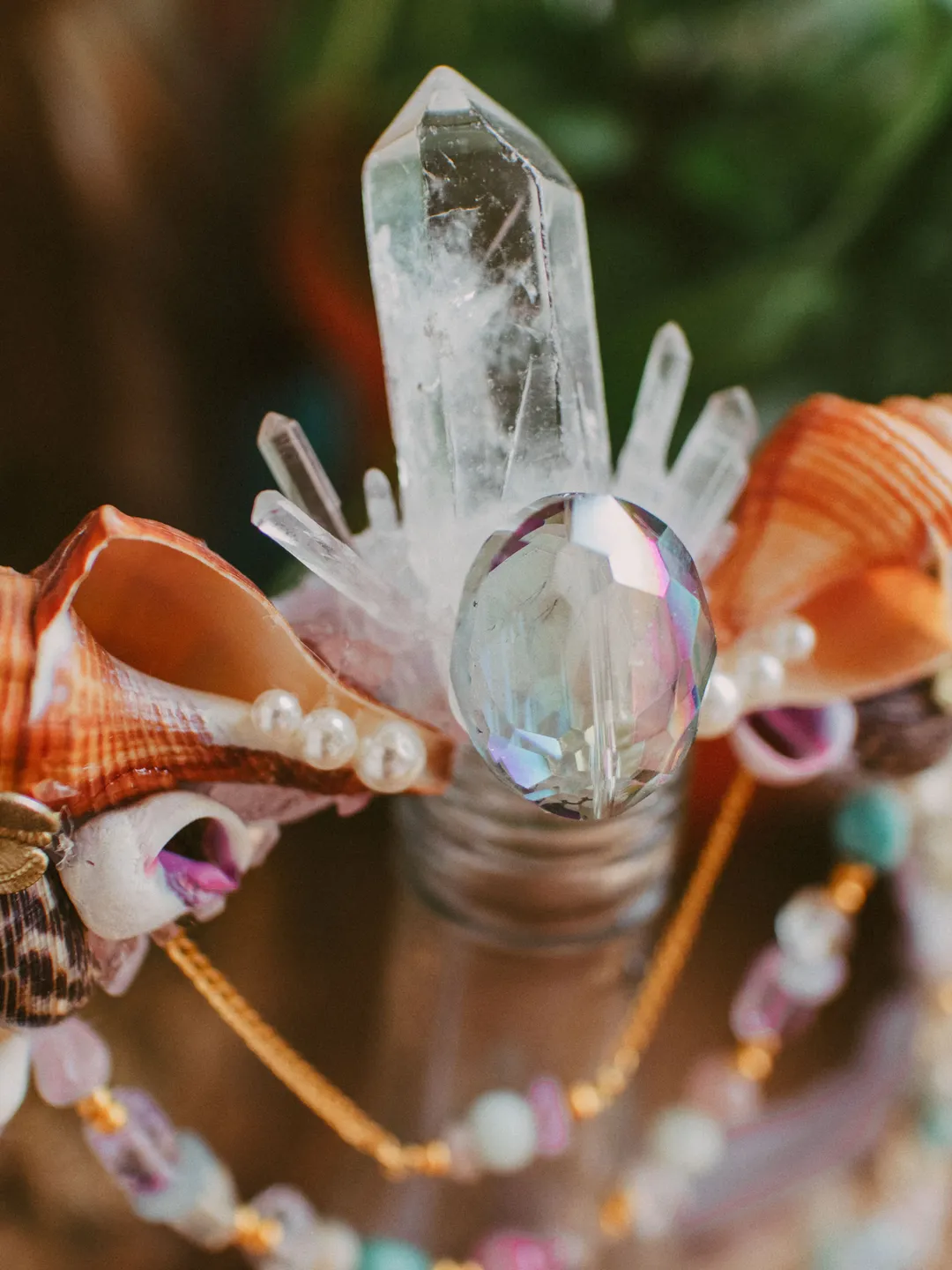 Mermaid Crown "Breathe" made with shells, crystals and upcycled jewelry ...