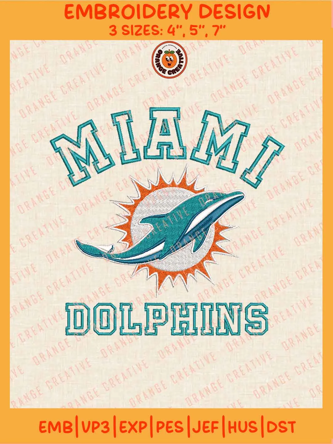 NCAA Miami Dolphins Word Logo Embroidery Files, Miami Dolphins Football ...