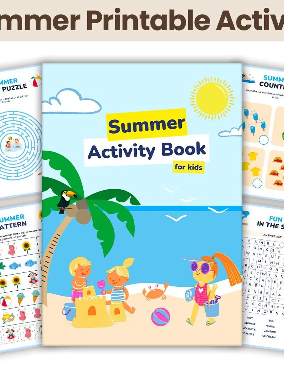 Summer Activity Book for Kids | 19 Summer Printable Worksheets ...