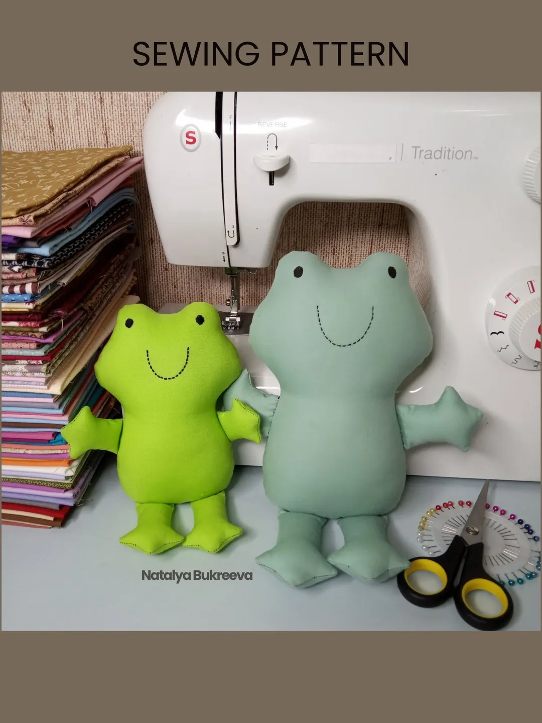Stuffed Frog Easy Sewing Pattern PDF (2 sizes)