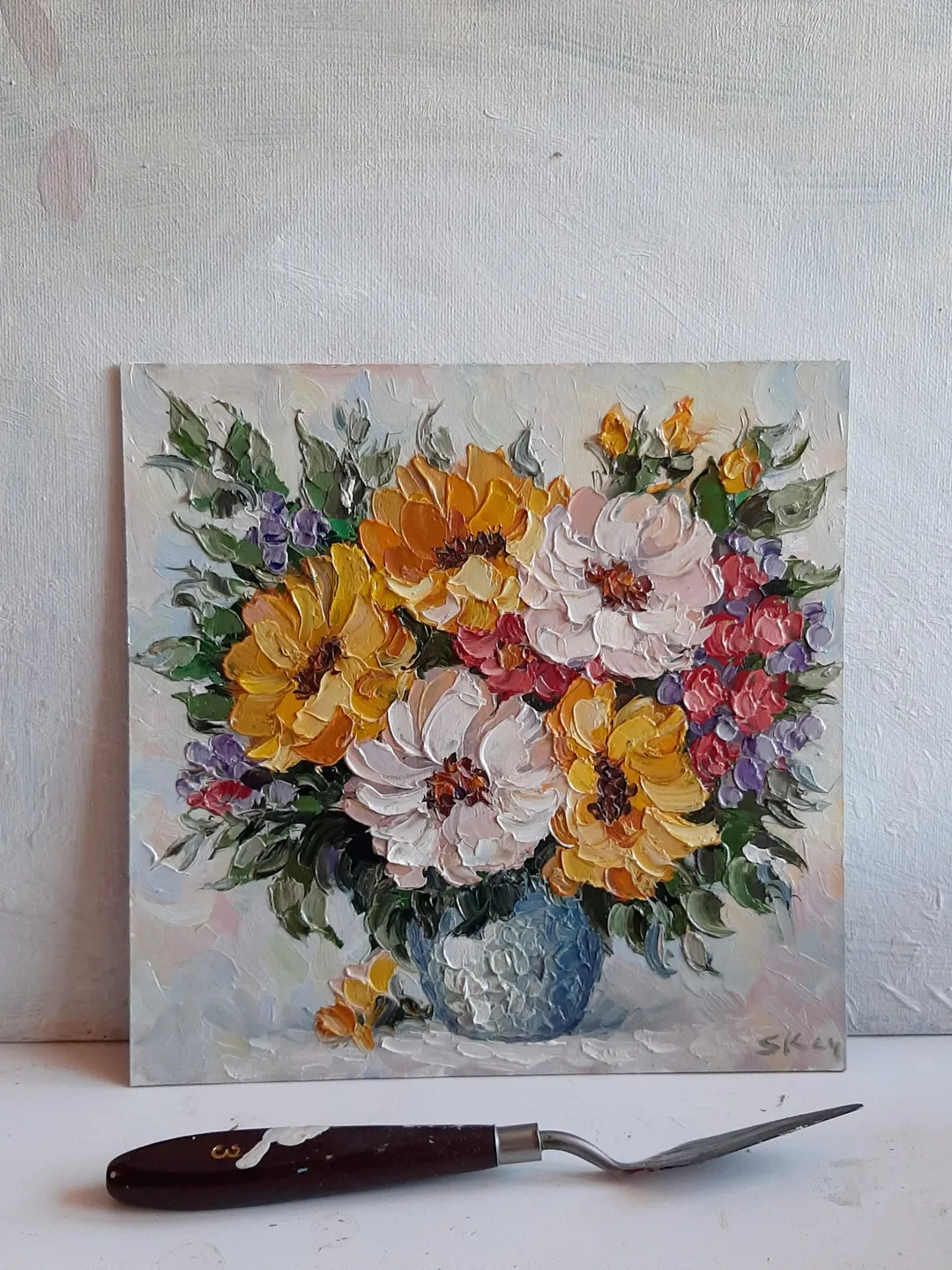 Small canvas painting flowers wall art set of 5