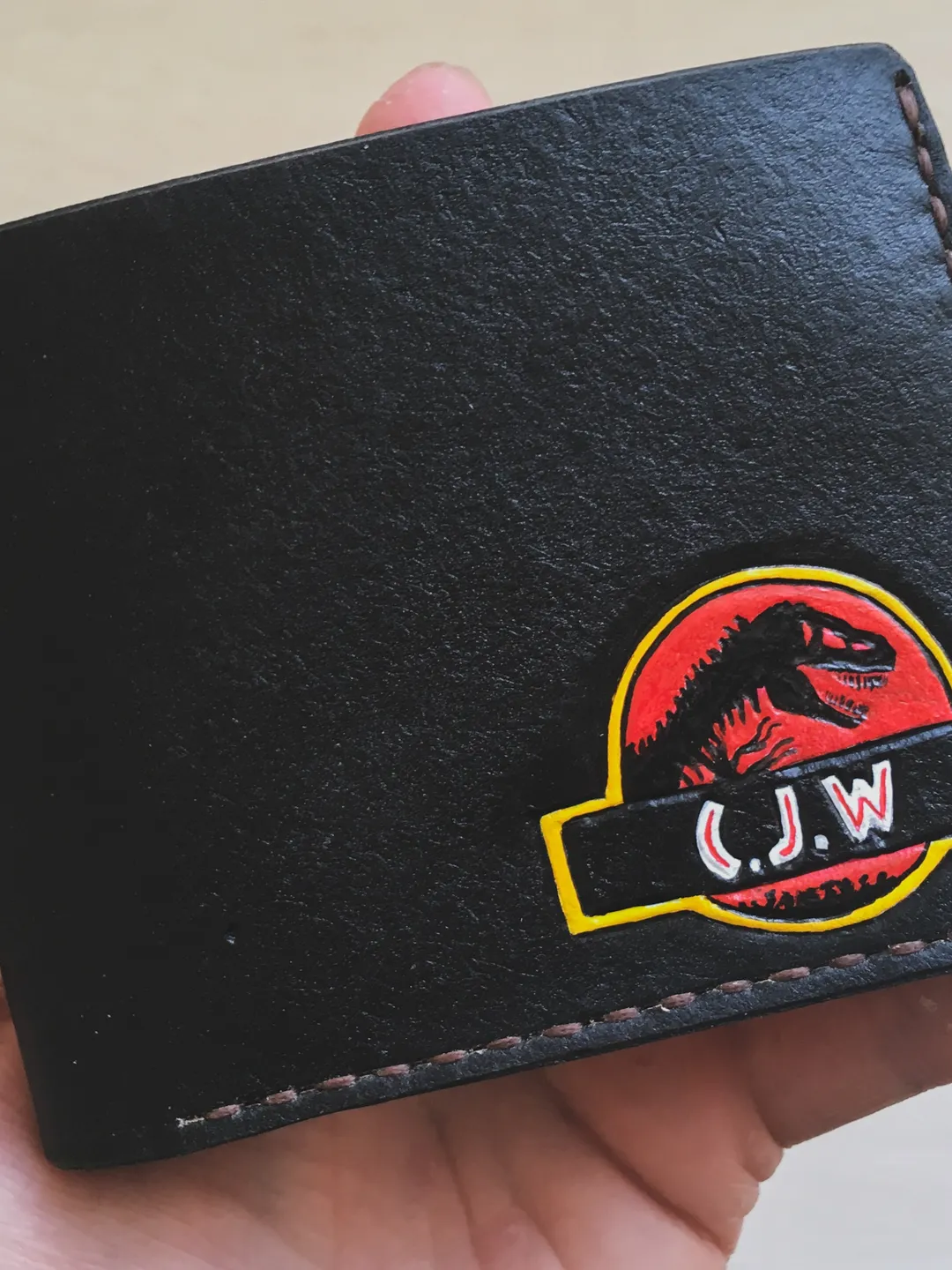 Jurassic T-Rex Dinosaur Leather Wallet, Wallet with Initials, Geek ...