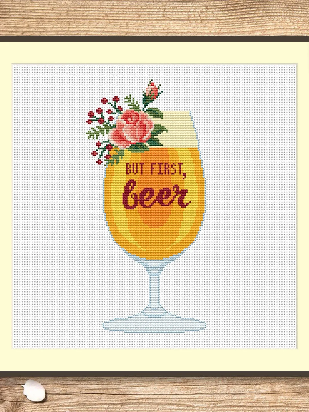 Set of 2 But First Beer Cross Stitch Pattern, Kitchen Cross Stitch ...