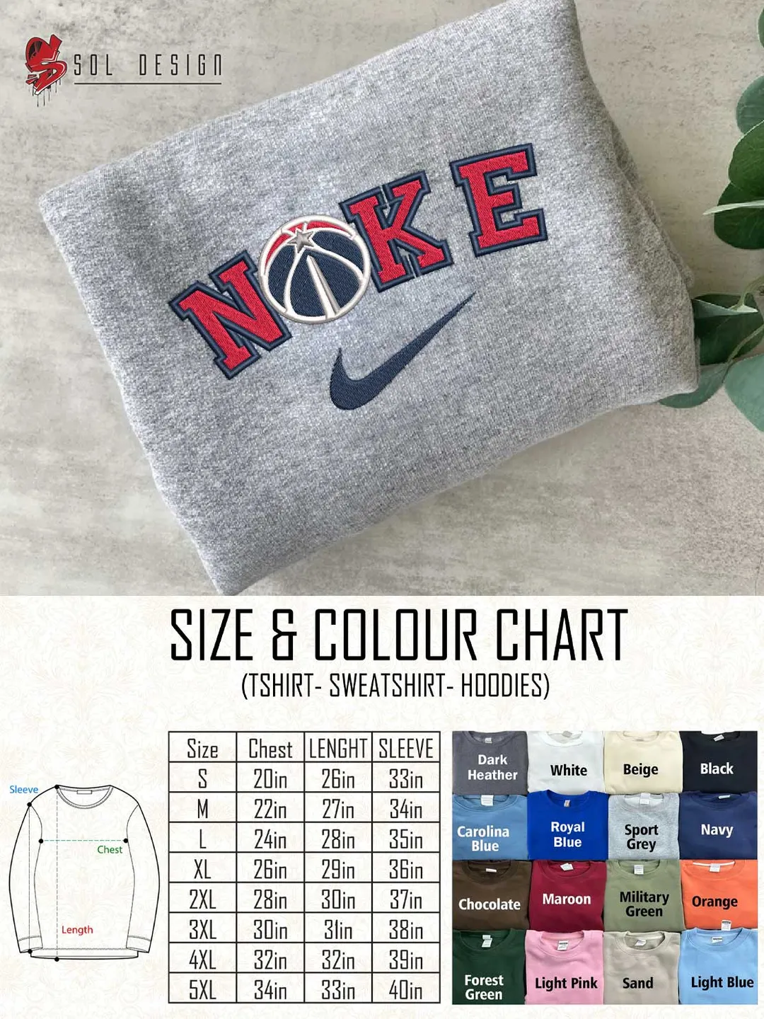 Ni.kee Washington Wizards Team Embroidered Sweatshirt, NBA Wizards ...