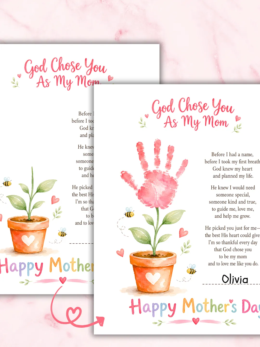 Christian Mothers Day Handprint Craft Printable, Bible Based Mom Gift ...