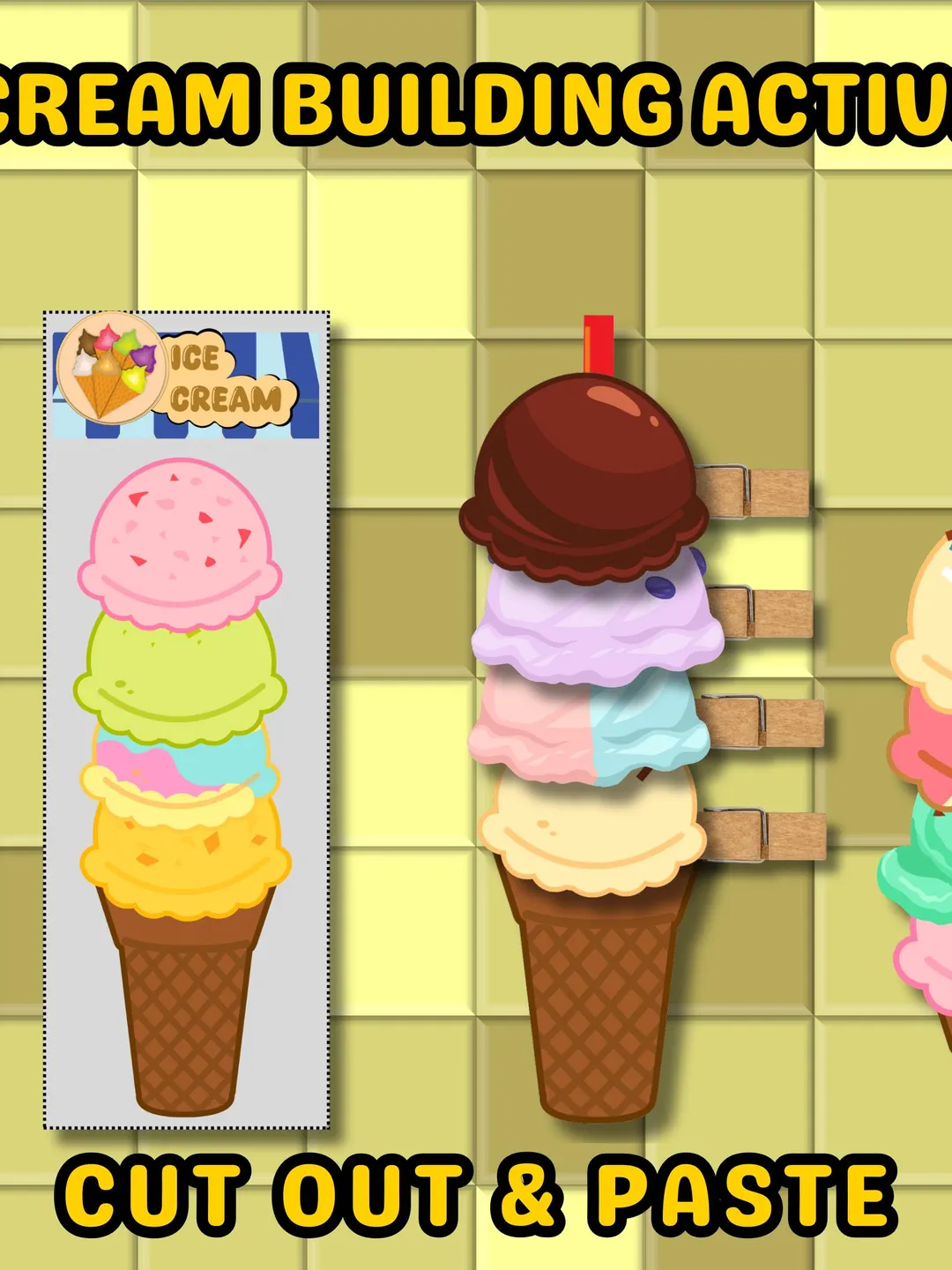 Ice Cream Builder Activity – Printable PDF | Montessori | Matching Game ...