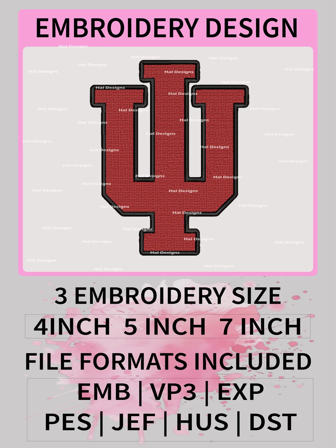 NCAA Indiana Hoosiers Embroidery File, 3 Sizes, 6 Formats, NCAA Machine ...