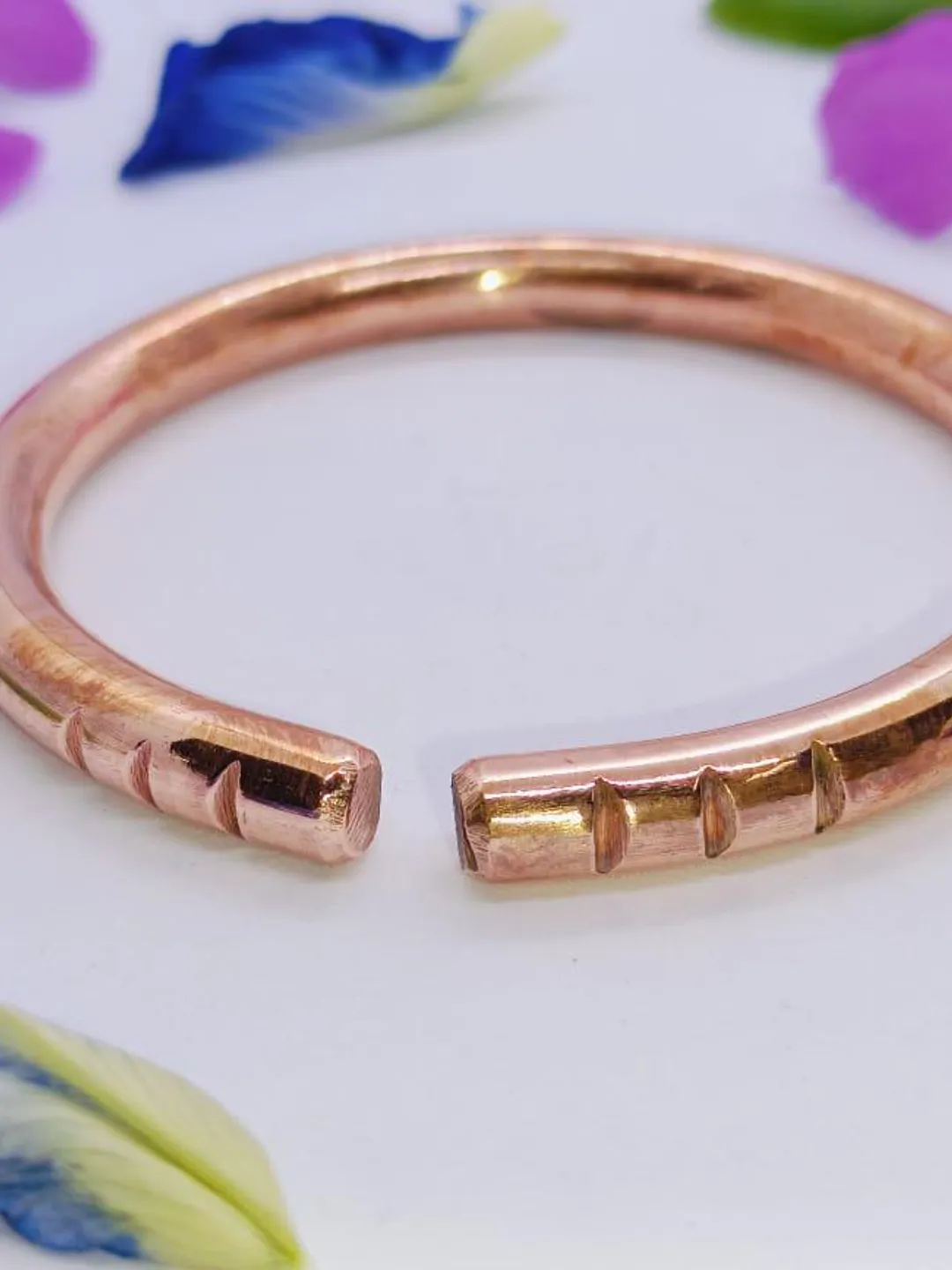 Handmade Copper Wire Wrap Bangle - Minimalist Adjustable Cuff