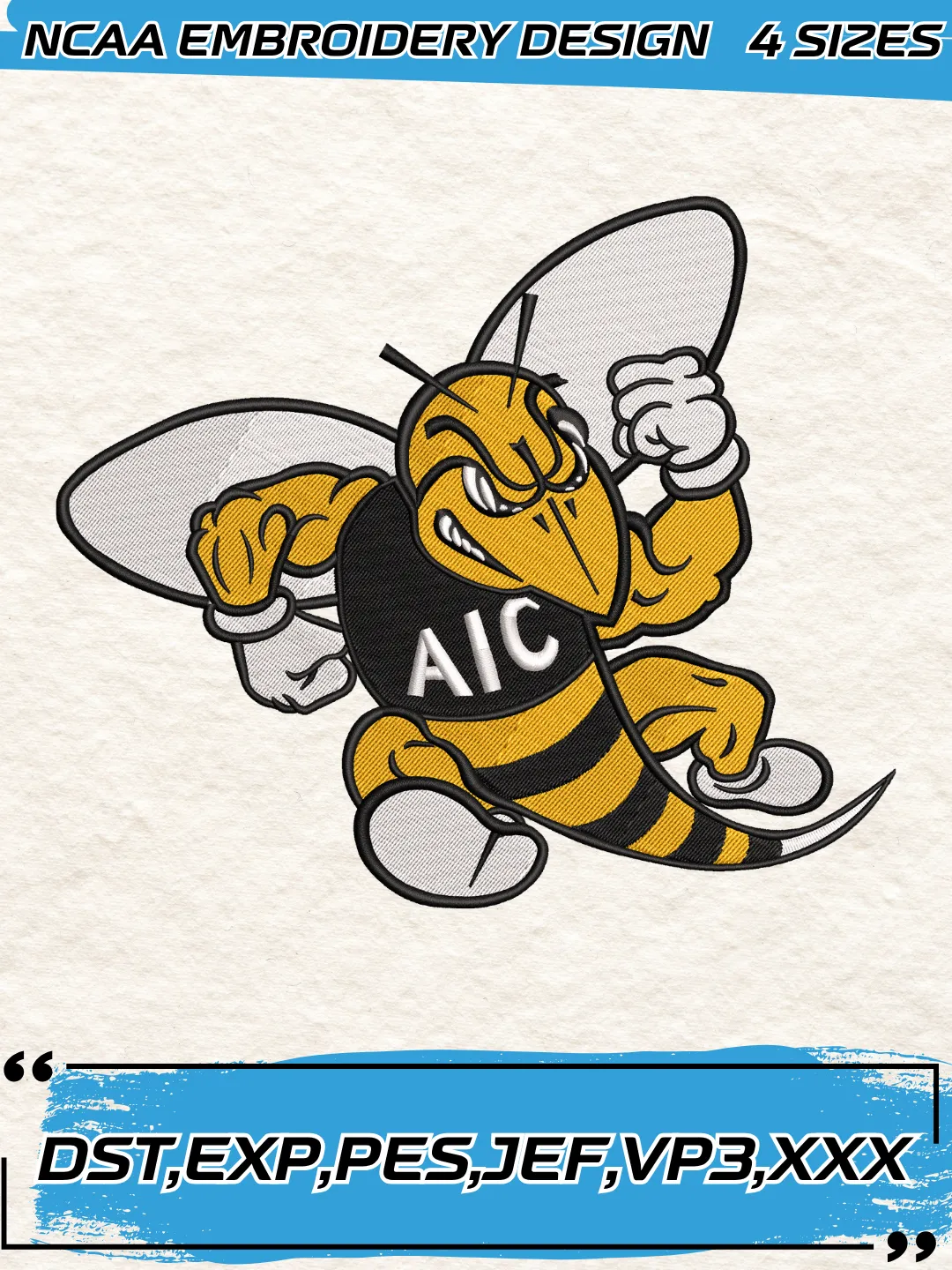 AIC Yellow Jackets Logos Embroidery Designs,NCAA Logo Embroidery Design ...