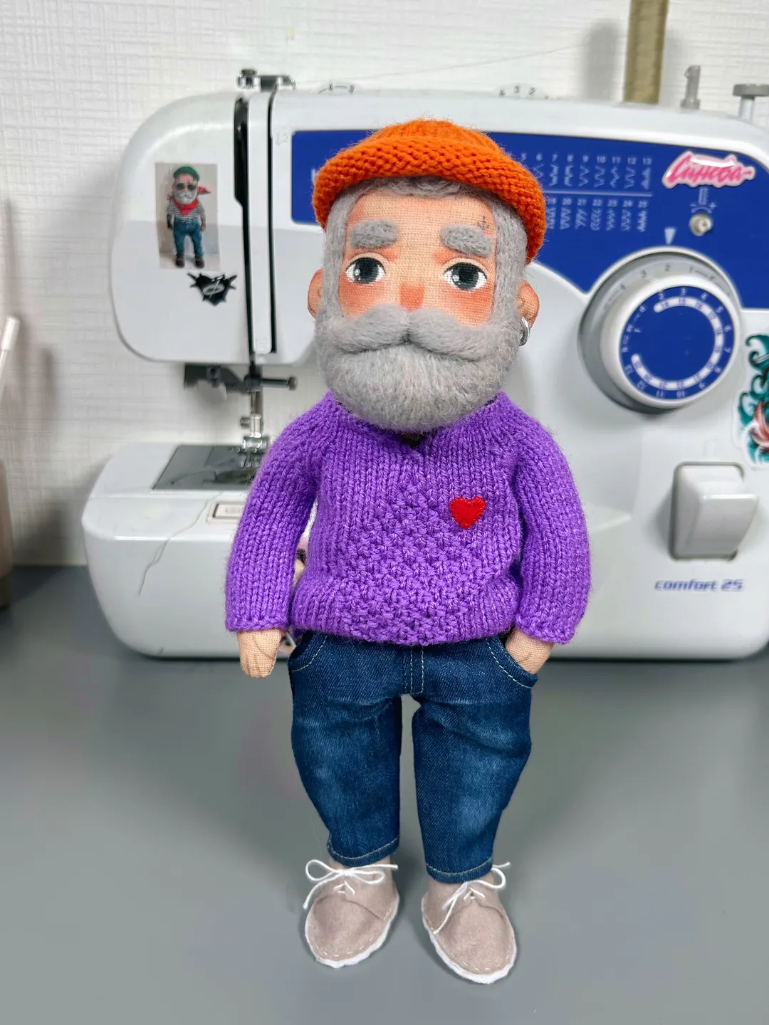 Textile doll sailor with blond beard