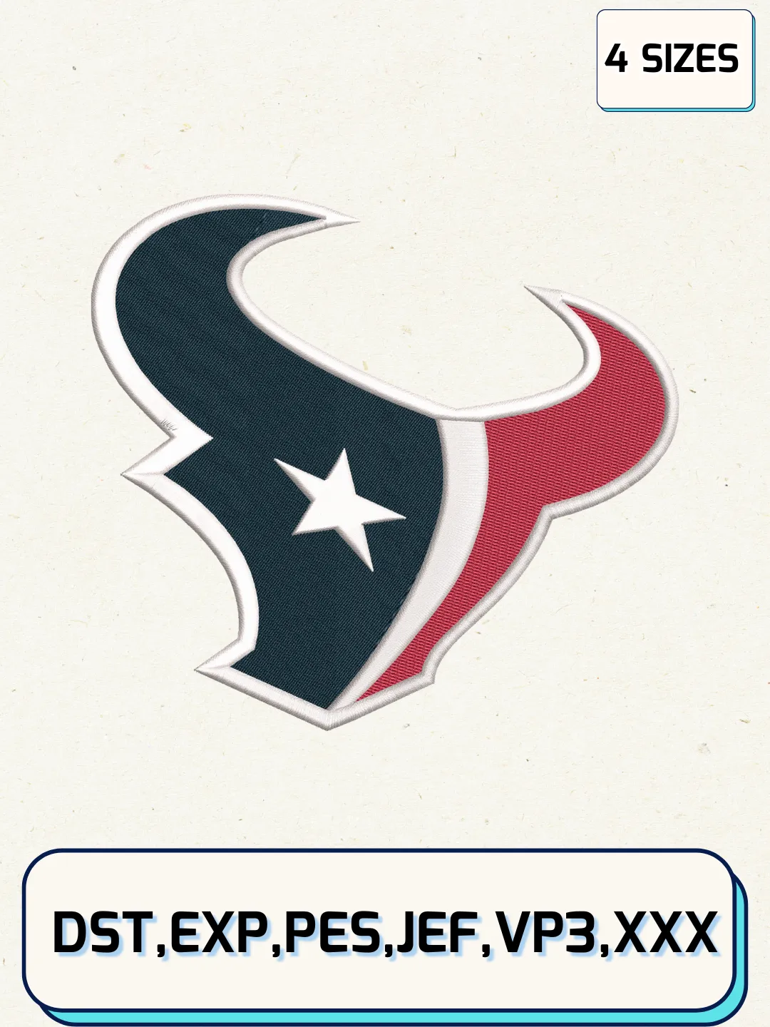 Houston Texans Embroidery Design Files, NFL Logos Embroidery Designs ...