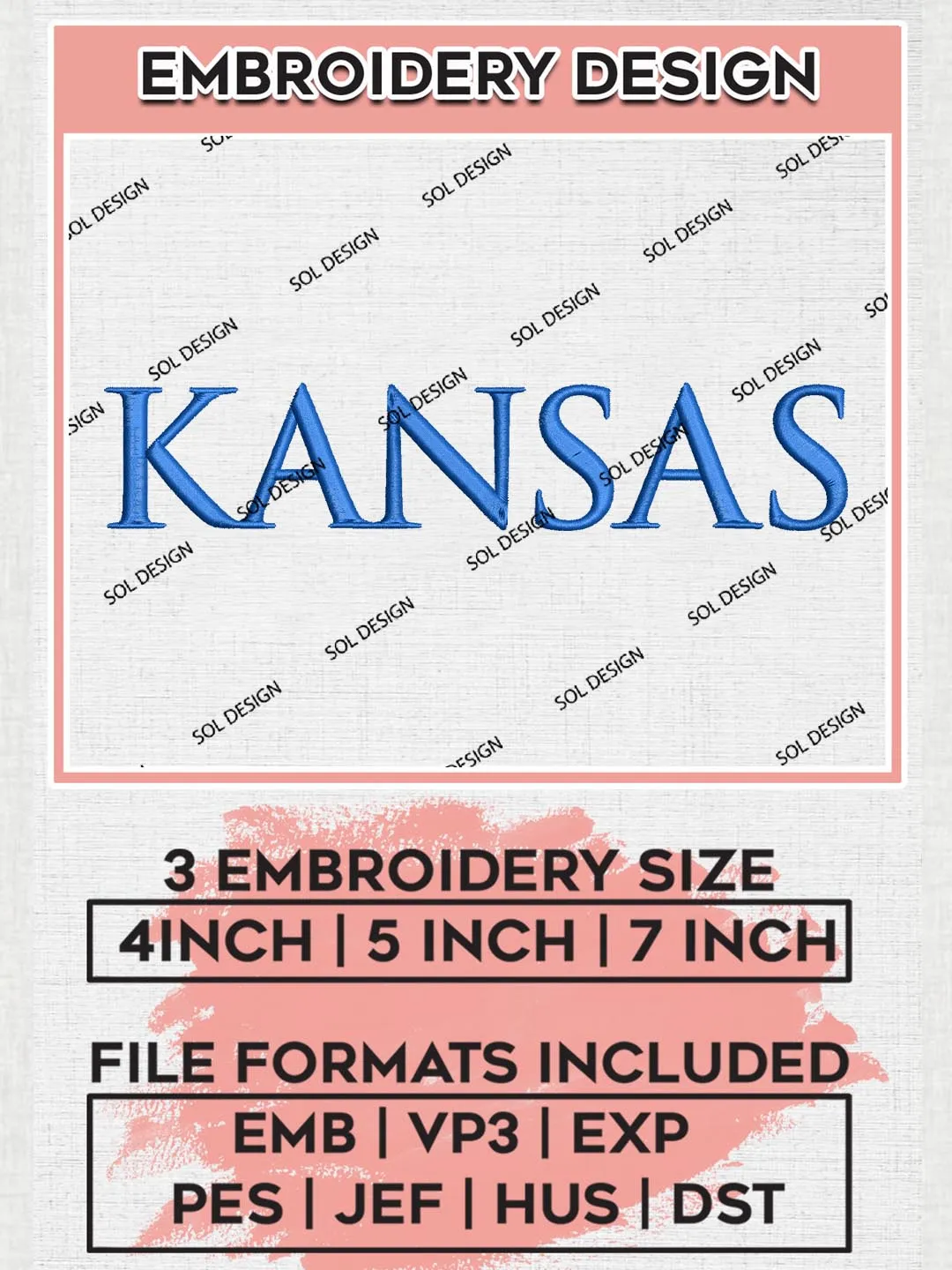 NCAA Kansas College Team Writing Logo Embroidery Design Files, NCAA ...