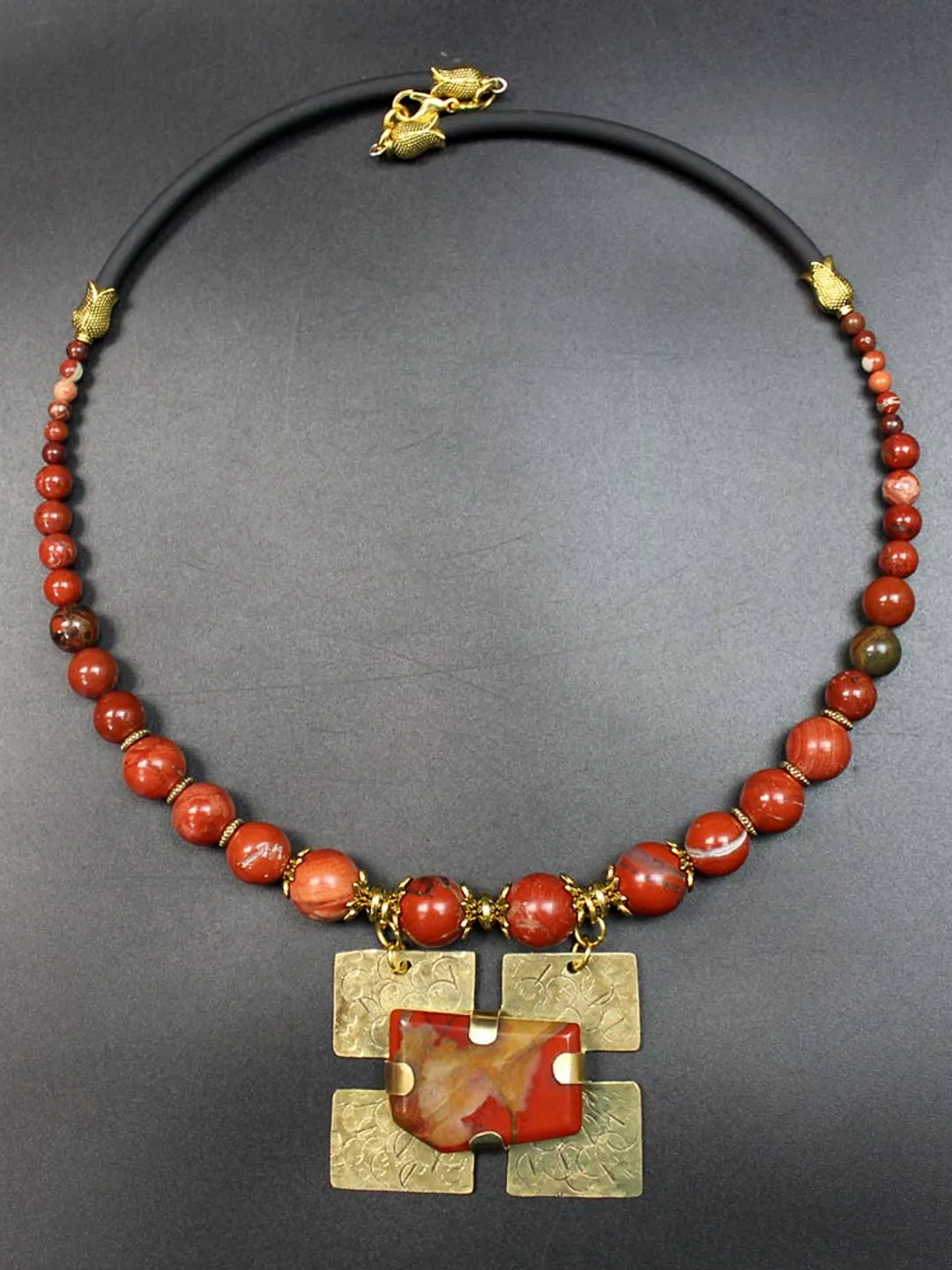 Handmade necklace made of natural Jasper stone