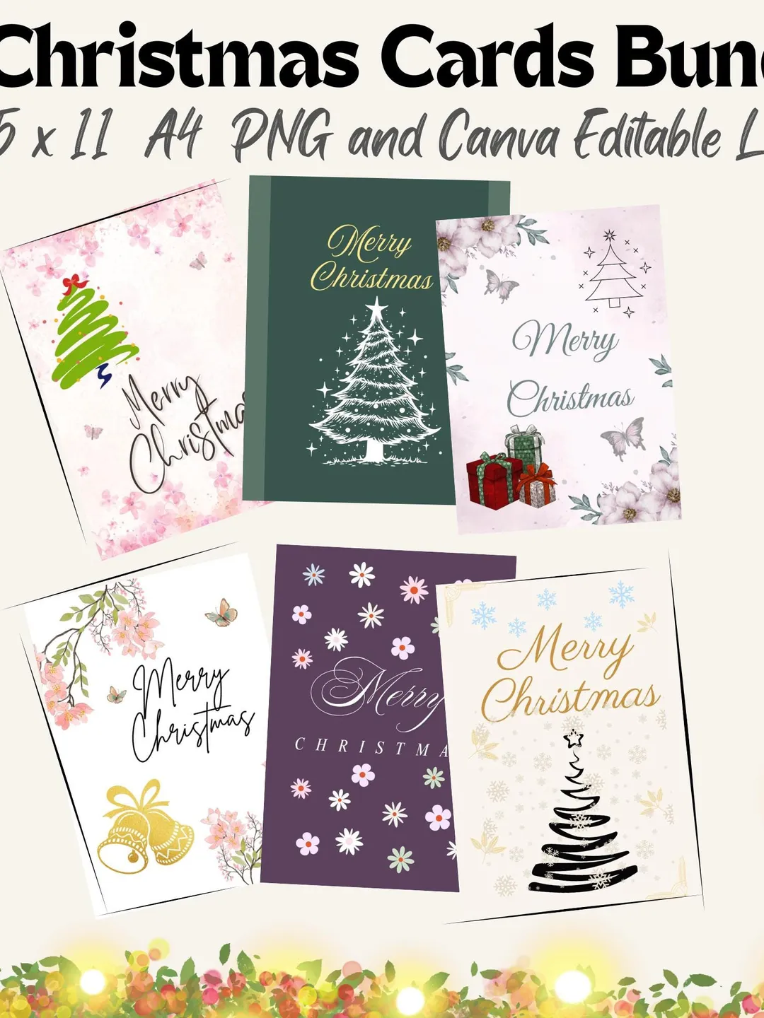 Christmas art printable set of 10 5"x7" PNG watercolor digital download ...