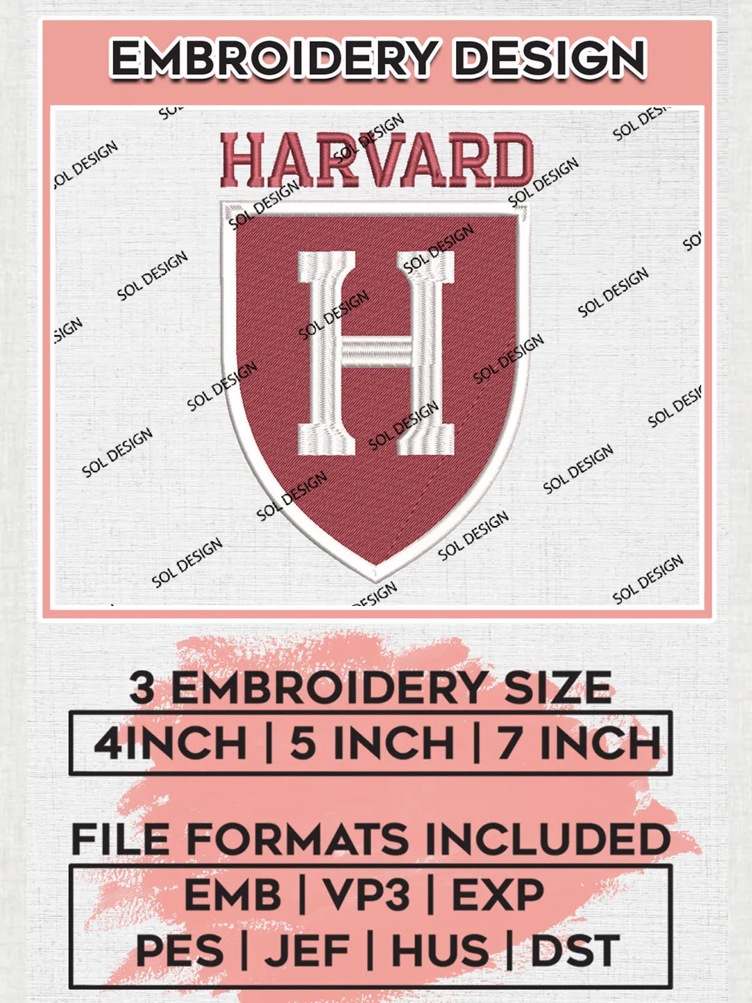 NCAA Harvard Crimson Team Logo embroidery designs, NCAA Harvard Crimson ...