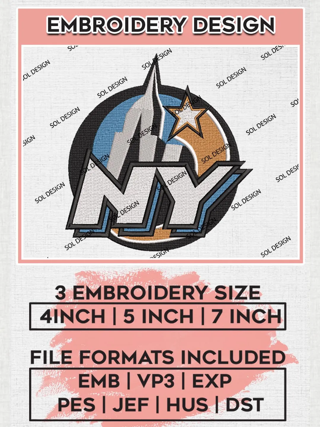 WNBA New York Liberty Embroidery Files, WNBA New York Team Embroidery ...
