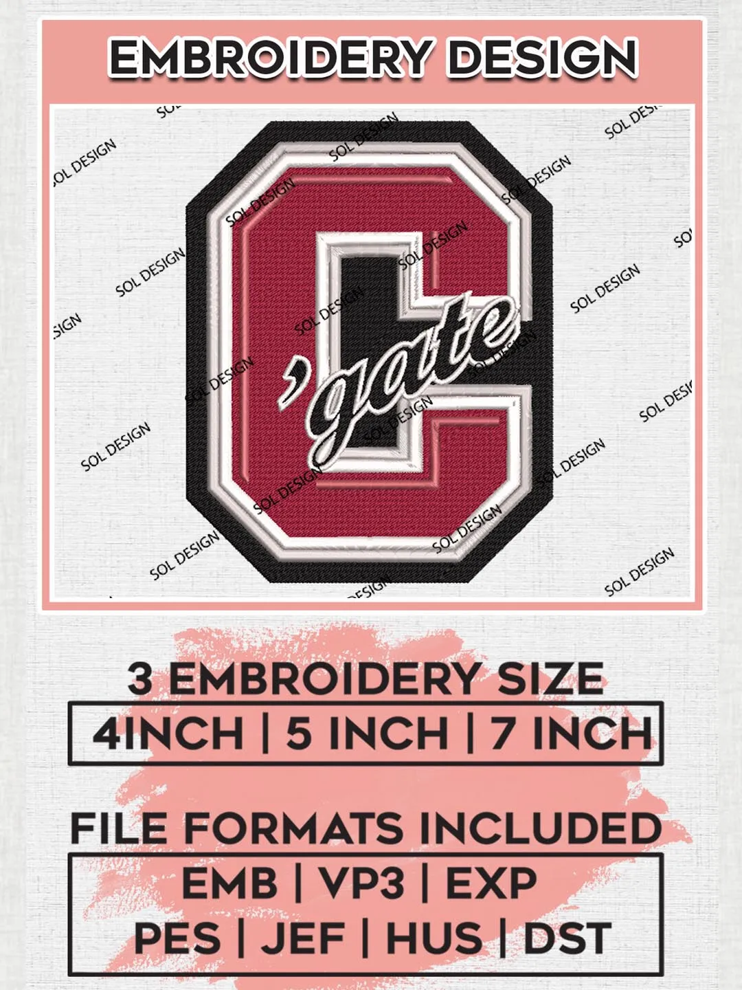 NCAA Colgate Raiders Logo Machine Embroidery Design, NCAA Colgate ...