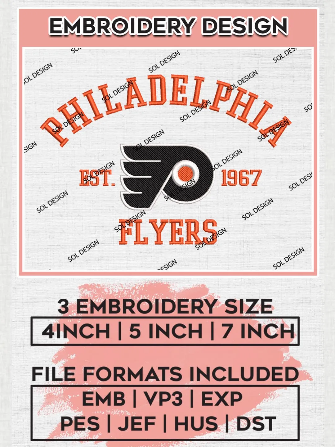 NHL Philadelphia Flyers Est 1967 Embroidery Files, NHL Philadelphia ...