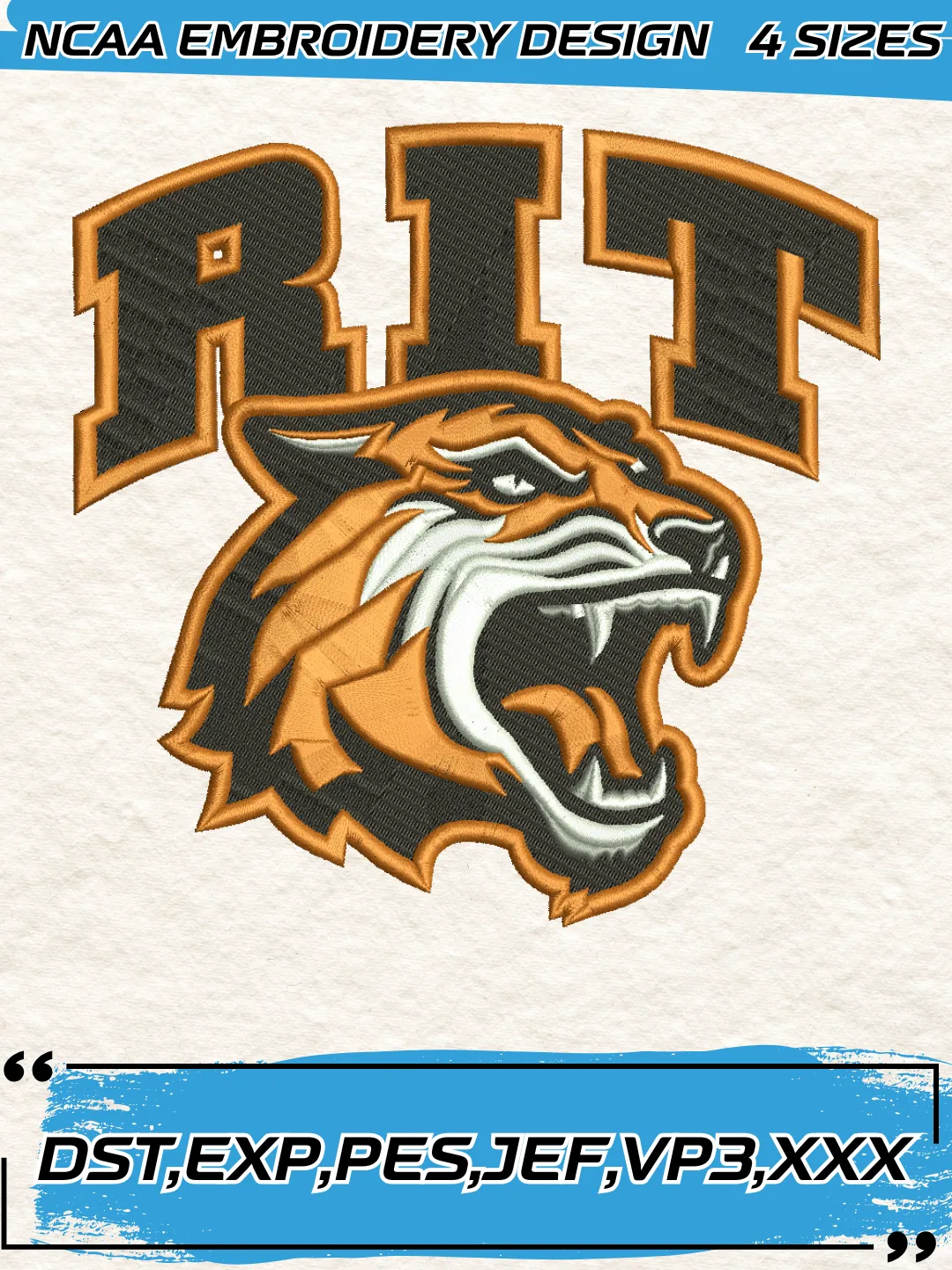 RIT Tigers Logo Embroidery Design,NCAA Logo Embroidery Design,Machine ...