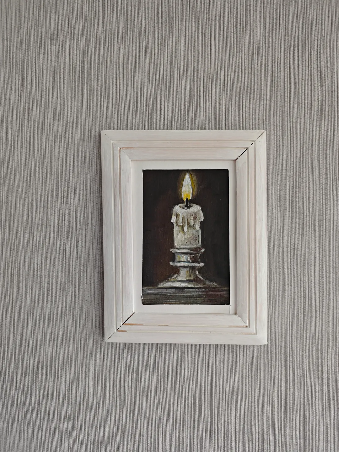 Burning Candle Original Painting Candle In Candlestick Original Art ...
