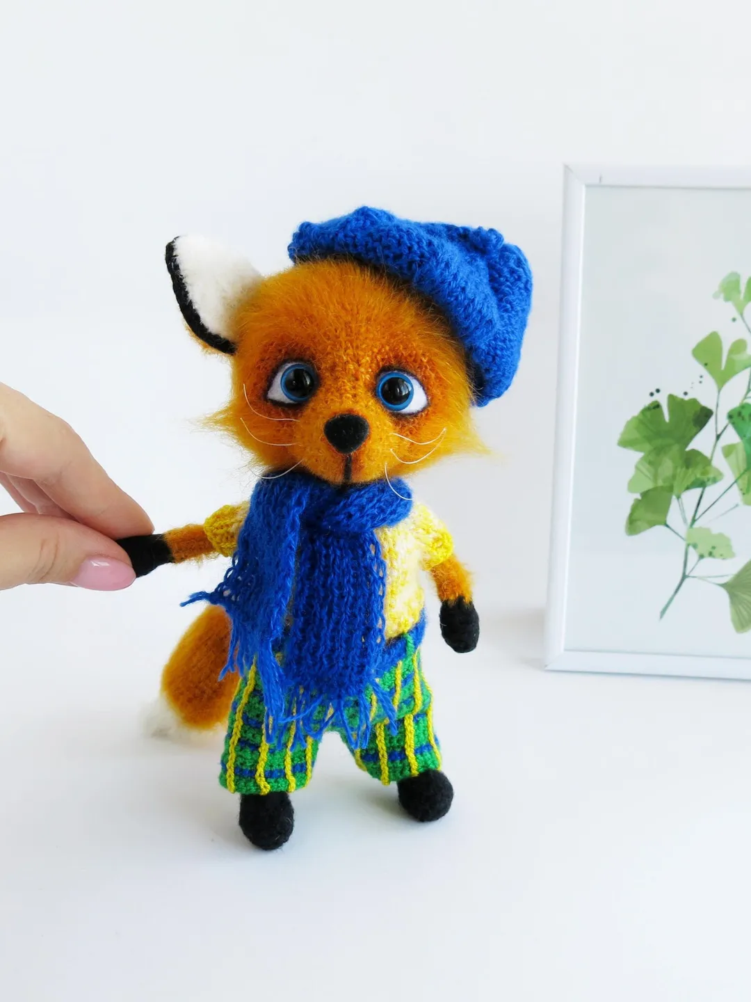 Small fox-girl of dry felting. Fox for decorating a room. A toy made of ...