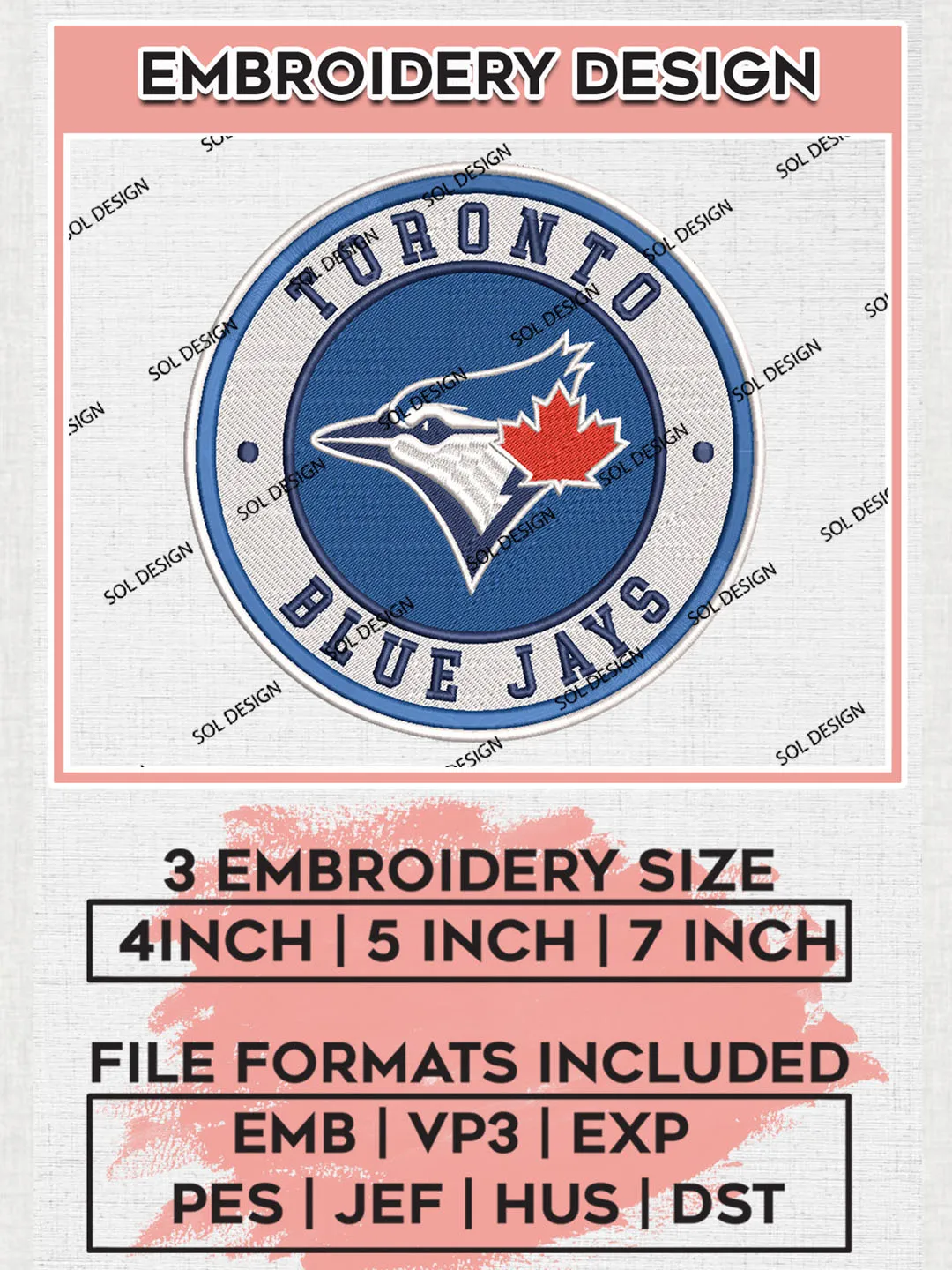 Toronto Blue Jays Team Logo Embroidery Design, MLB Team Embroidery ...
