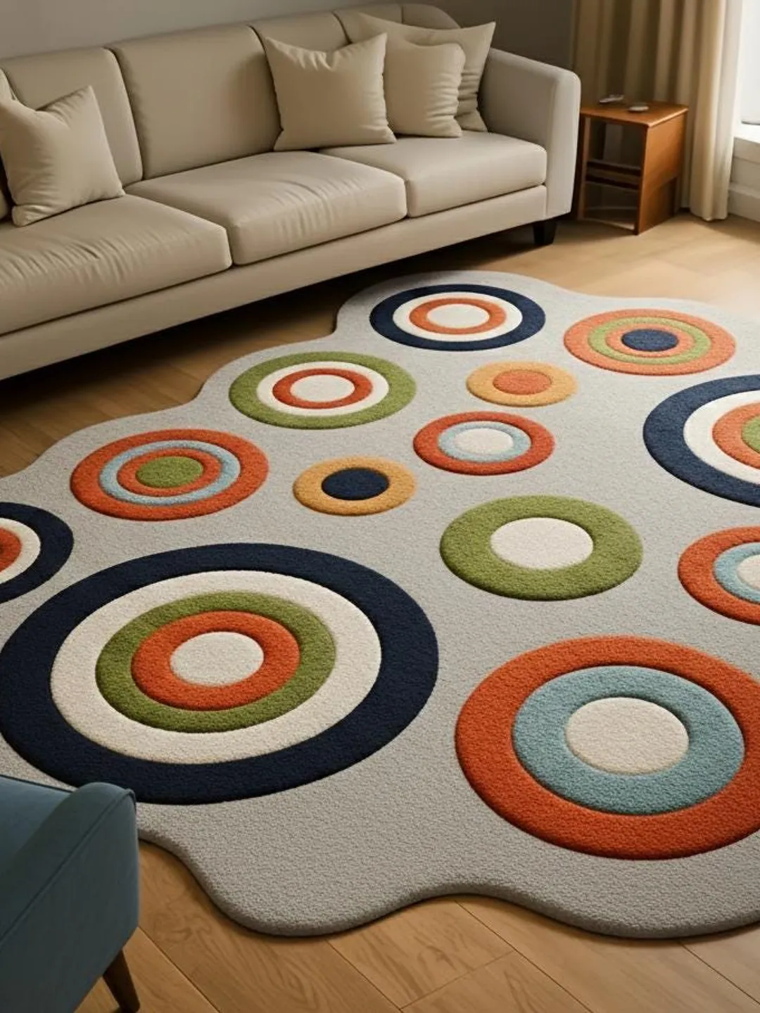 Modern Multicolor Concentric Circle Area Rug for Living Room , Bedroom ...