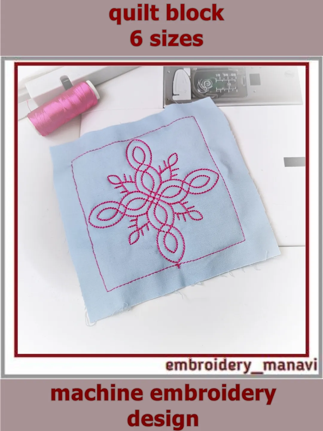 Quilt Block 35 Quilting with floral plant patterns Machine Embroidery ...