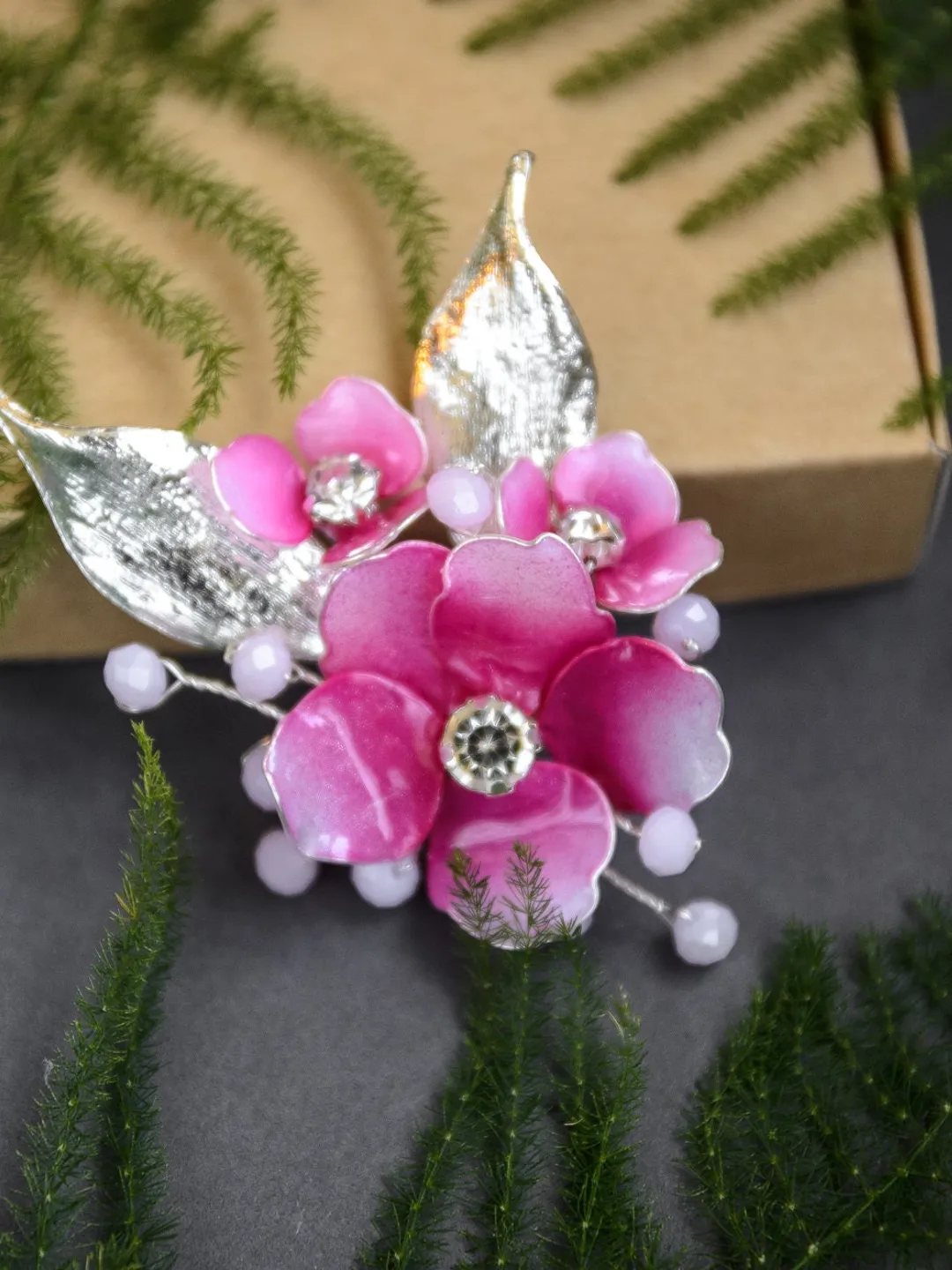 Pink handmade brooch for women, Crystal flower brooch, Floral brooch ...