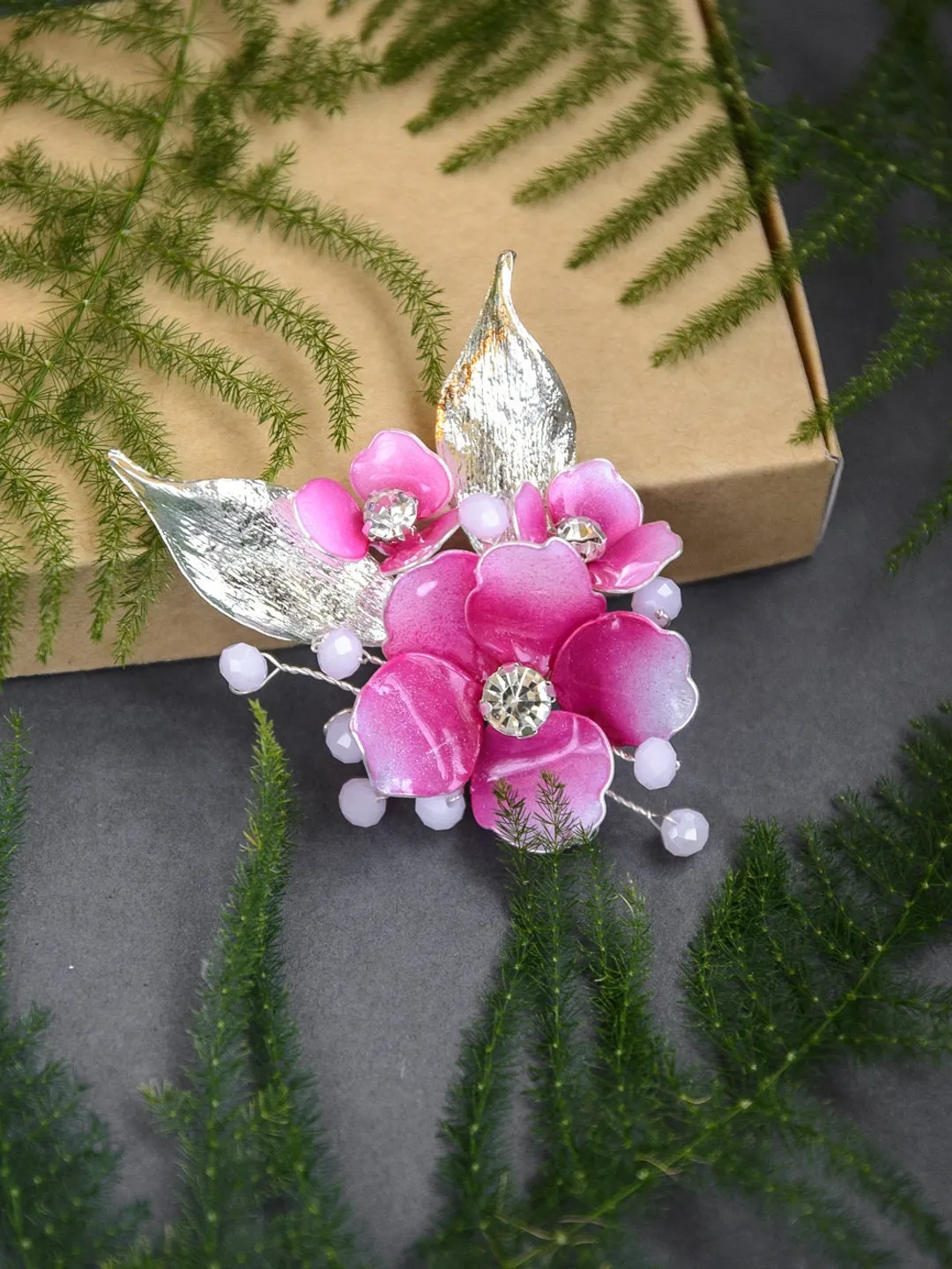 Pink handmade brooch for women, Crystal flower brooch, Floral brooch ...