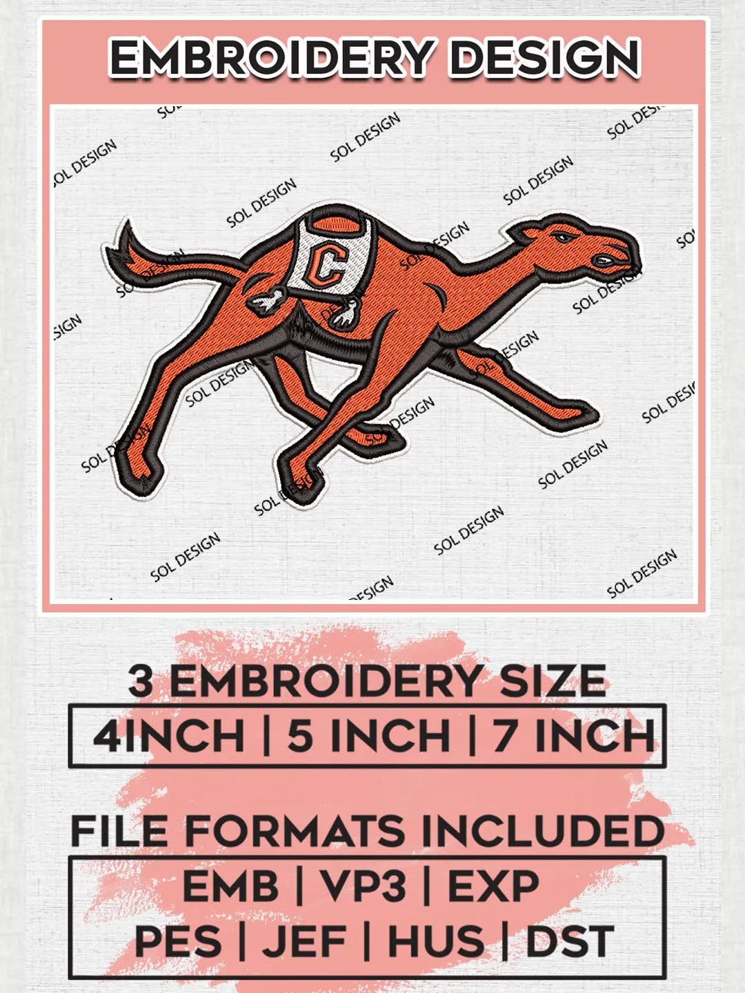 NCAA Campbell Fighting Camels Team Mascot Logo Machine Embroidery ...