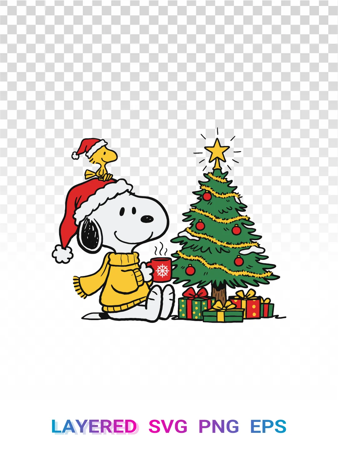 Snoopy Christmas SVG, Peanuts PNG Clipart, Woodstock Holiday