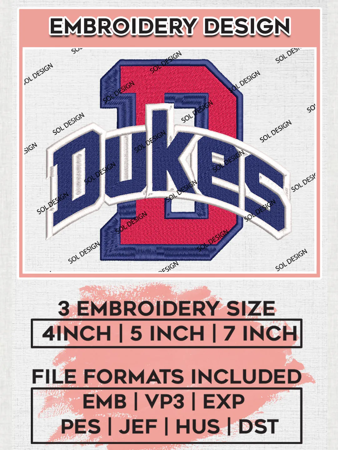 NCAA Duquesne Dukes Team Logo Embroidery Design Files, NCAA Duquesne ...
