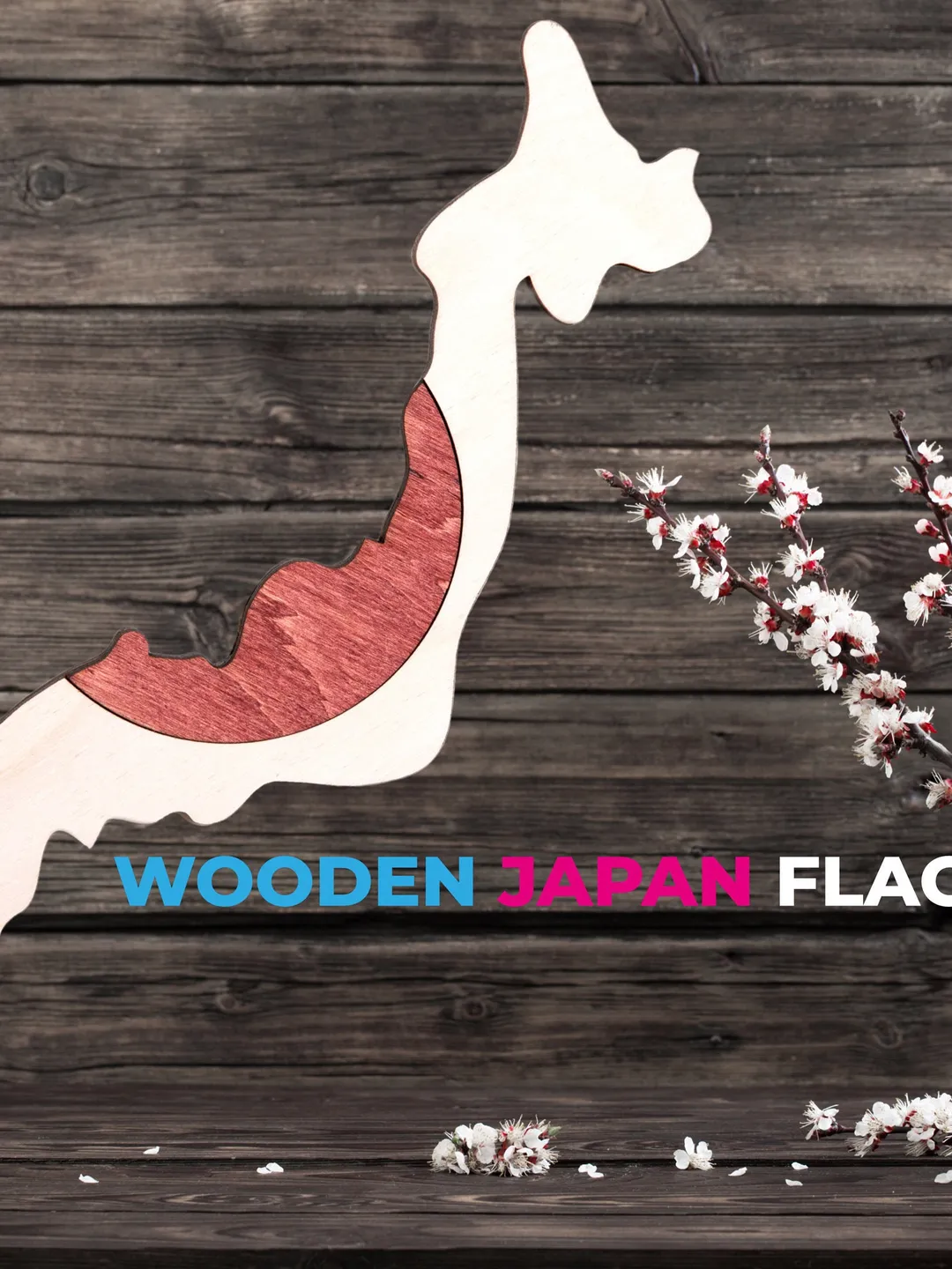 Wooden Japan Flag Custom Flag 3D Wooden World Map Addon Japanese Wall ...