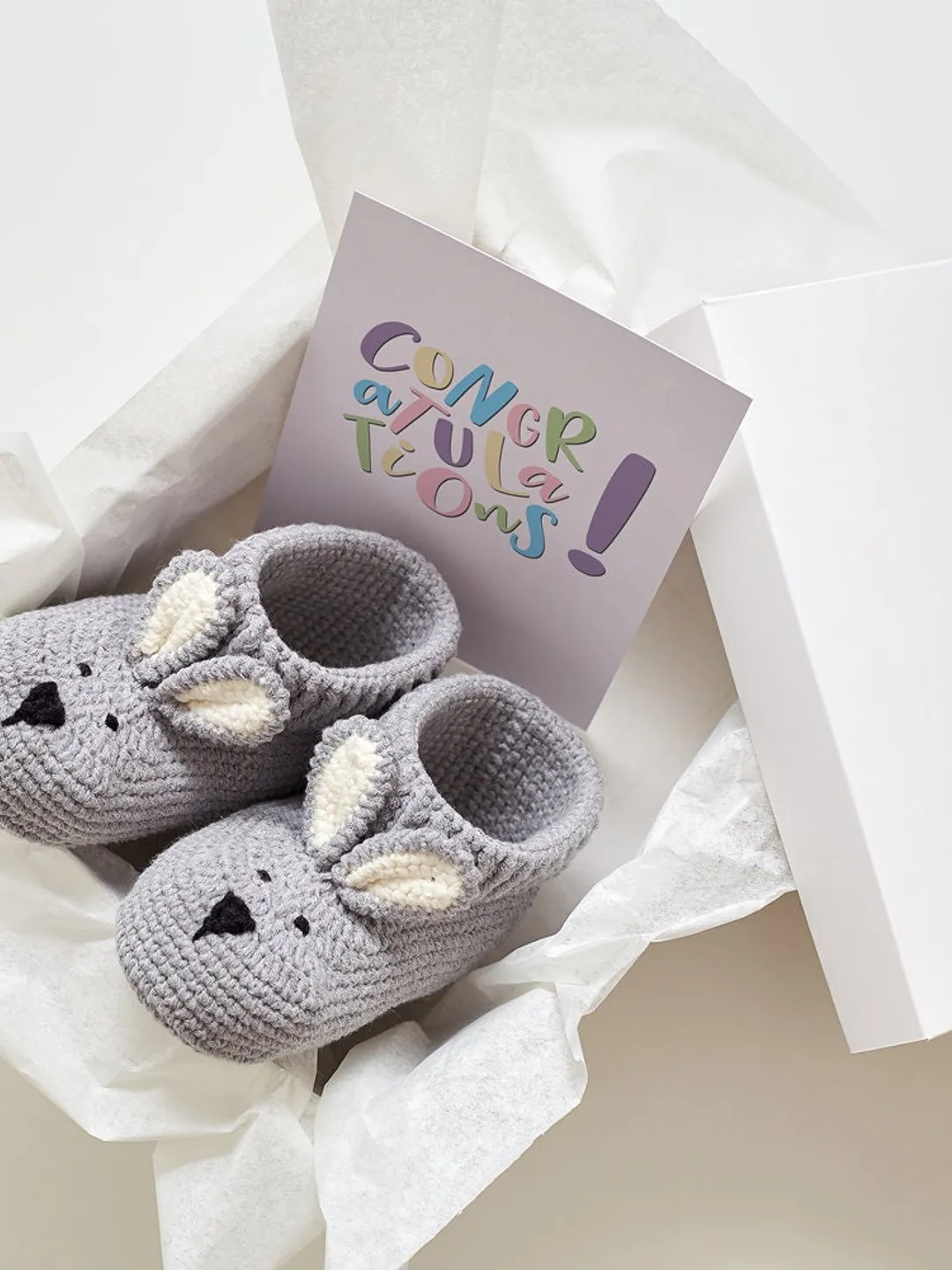 Pregnancy gift New parents gift basket Baby shoe packaging Crochet ...