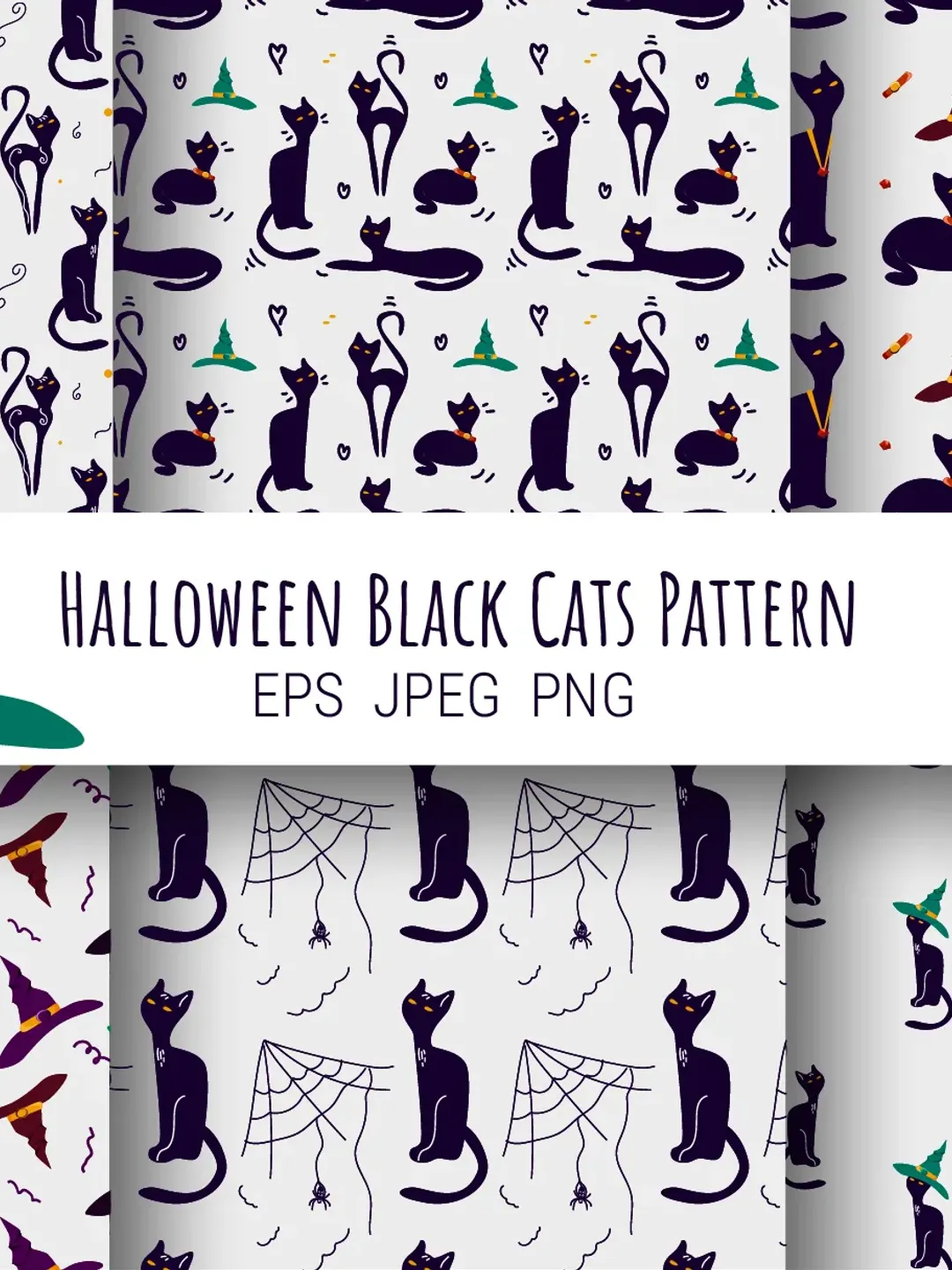 Halloween Black Cats Seamless Pattern