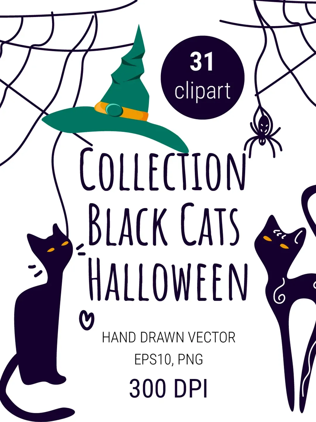 Print template, Black cat in autumn leaves, Portrait of a black cat ...